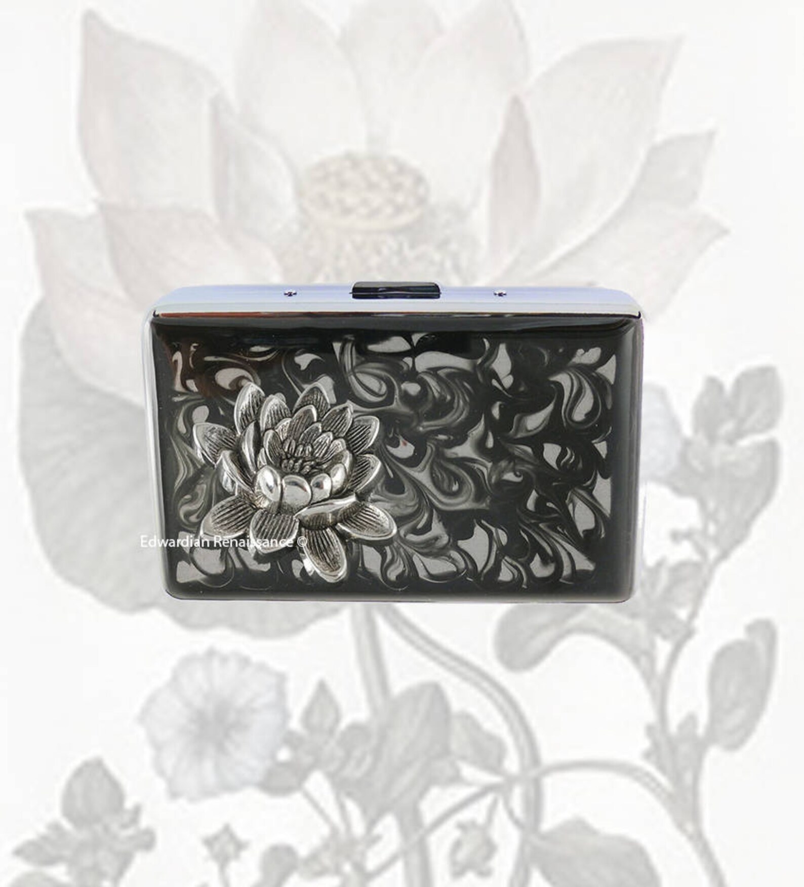 Lotus Flower Wallet: Hand Painted Enamel RFID Credit Card Case - Etsy