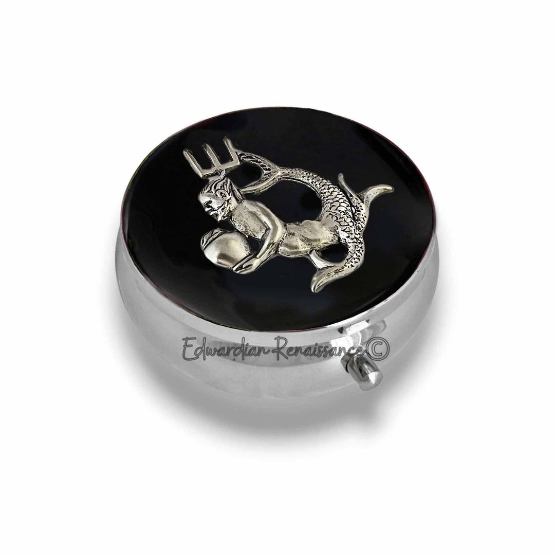 Aquarius Pill Box: Vintage Zodiac Design, Hand Painted Enamel ...