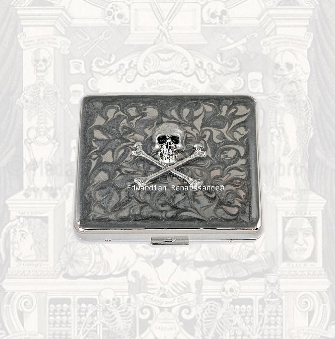 Antique Silver Skull Pill Box: Hand-painted Enamel, Personalized Option ...