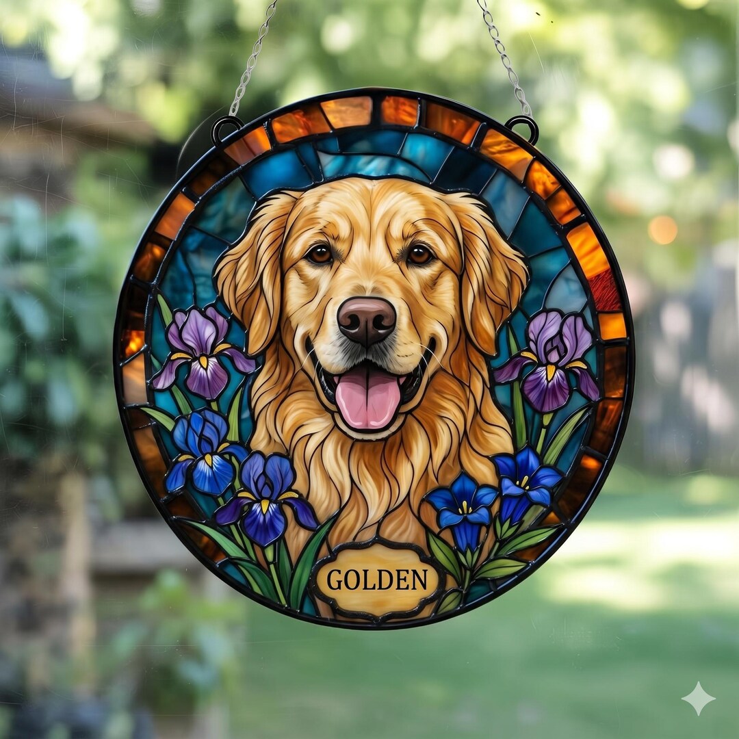 Custom Pet Portrait Acrylic Suncatcher, Acrylic Suncatcher Dog Memorial ...