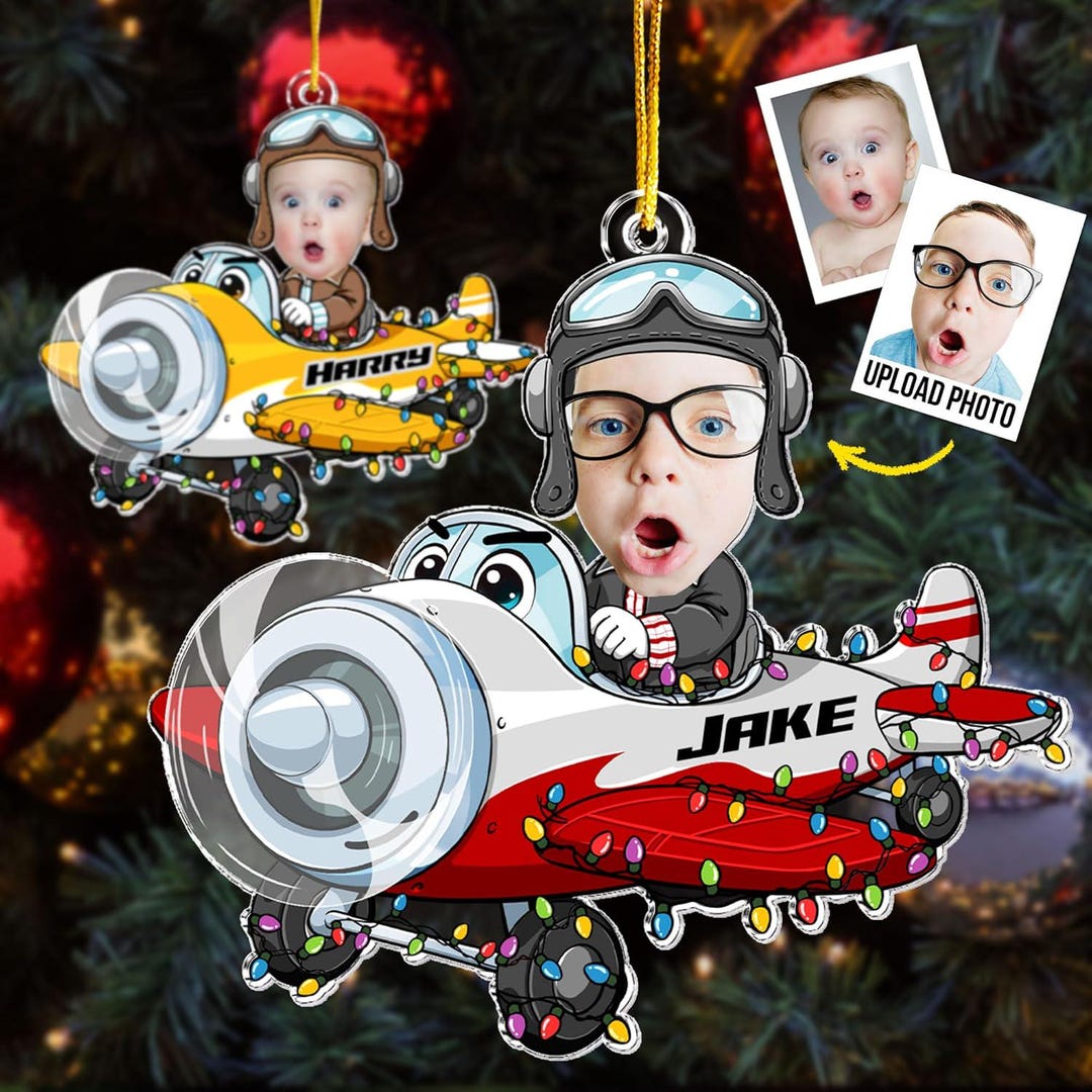 Custom Photo Funny Kid Face Airplane - Personalized Acrylic Photo ...