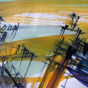 Vintage Original 1975 Cityscape Watercolor and Indigo Ink Painting Signed by Artist T. Tomiya - Etsy