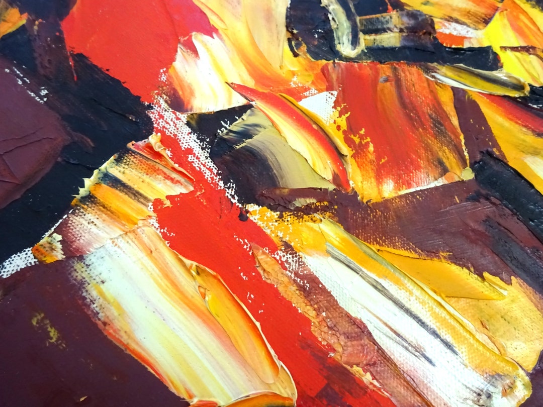 Vintage Impasto Abstract Oil Painting on Canvas by Artist Adele ...