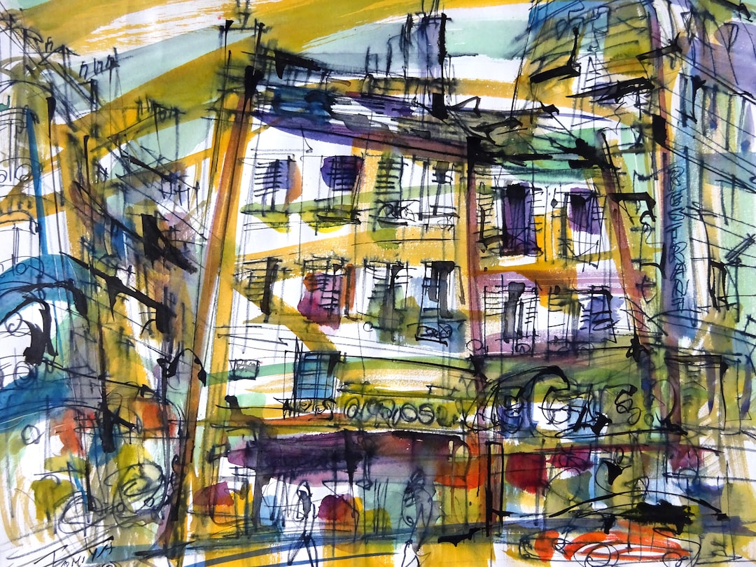 Vintage Original 1975 Cityscape Watercolor and Indigo Ink Painting Signed by Artist T. Tomiya - Etsy