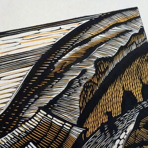 Vintage '68 Linocut or Woodcut Landscape Print by Listed - Etsy