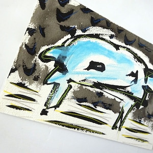 Vintage 92' Abstract Modernist Gouche and Indigo Ink Painting Signed by ...