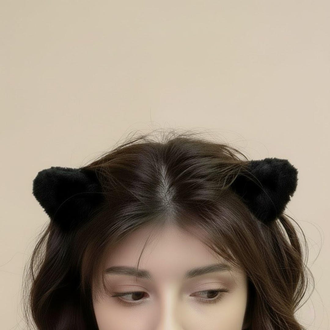 Faux Fur Cat Ear Hair Clips Set of 2, Fluffy Plush Bear Ear Claws ...