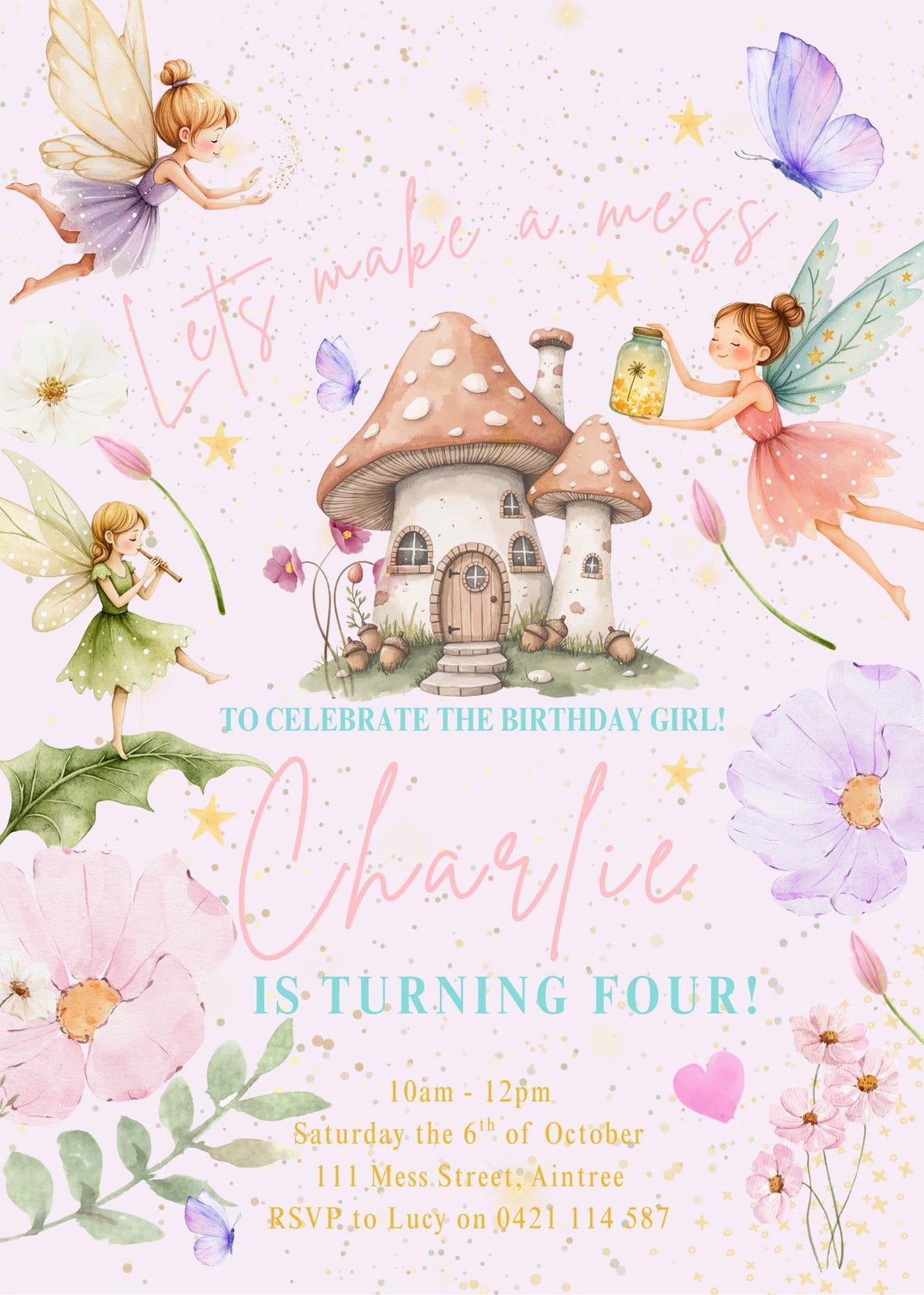 Editable Fairy Messy Play Invitations – DIY Birthday Party Printable ...