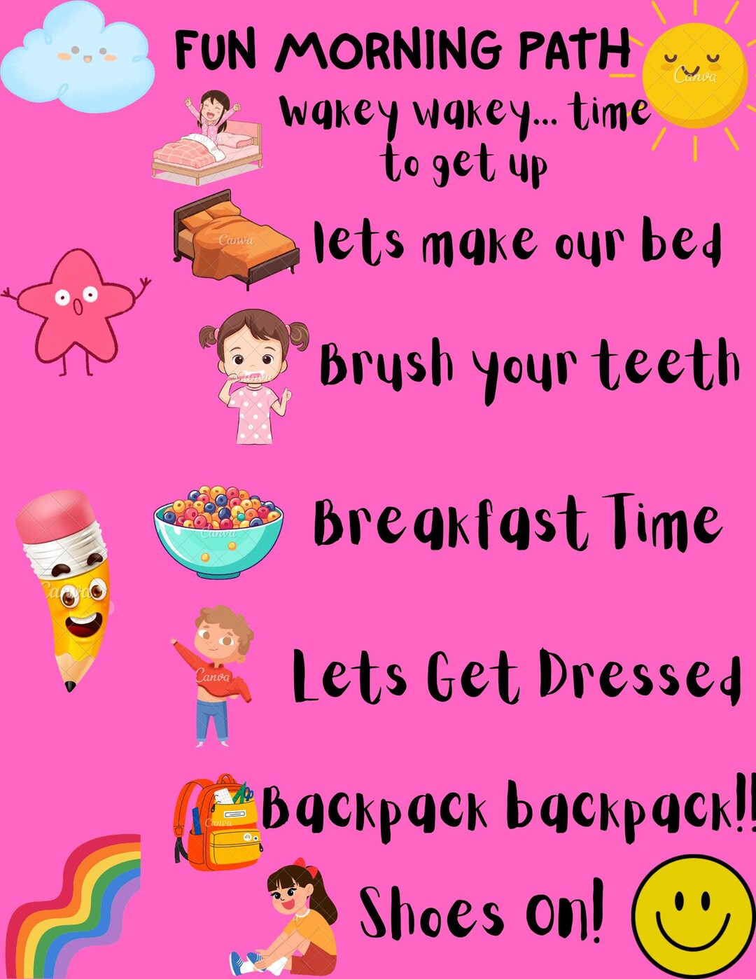 Printable Routine Chart for Kids, Toddler Morning and Bedtime Visual ...