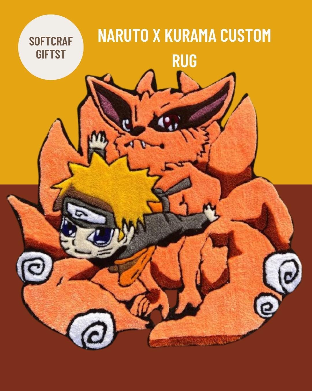 Naruto X Kurama Custom Tufted Rug | Anime Carpet | Handmade Otaku Home ...