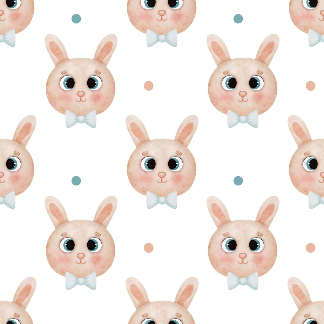 Rabbit Seamless , Easter Bunny Digital Paper, Nursery Animal Pattern ...