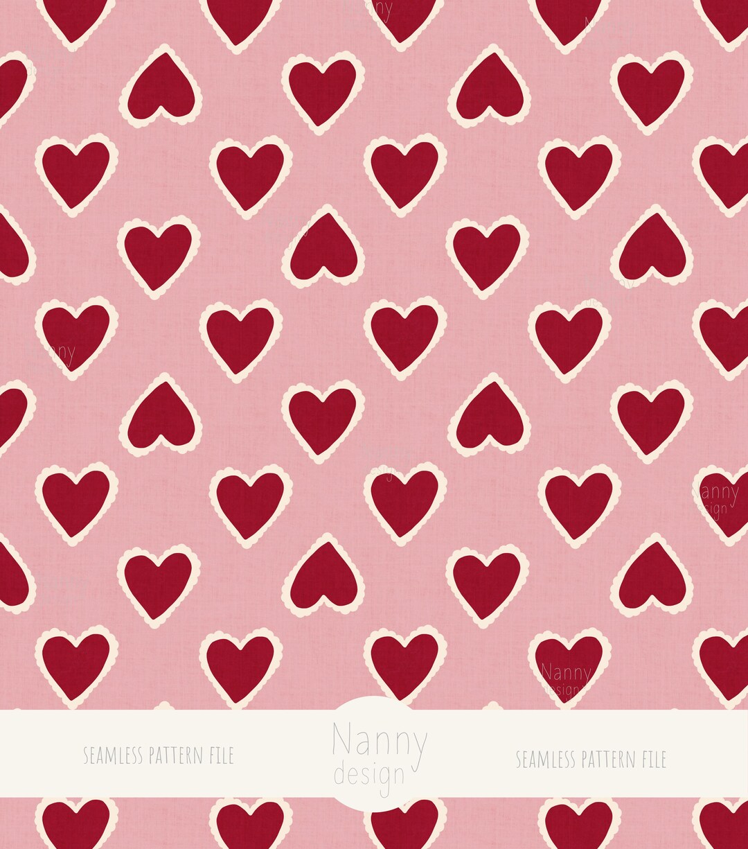 Preppy Valentine Heart Seamless Pattern | Cute Scandinavian Hearts ...