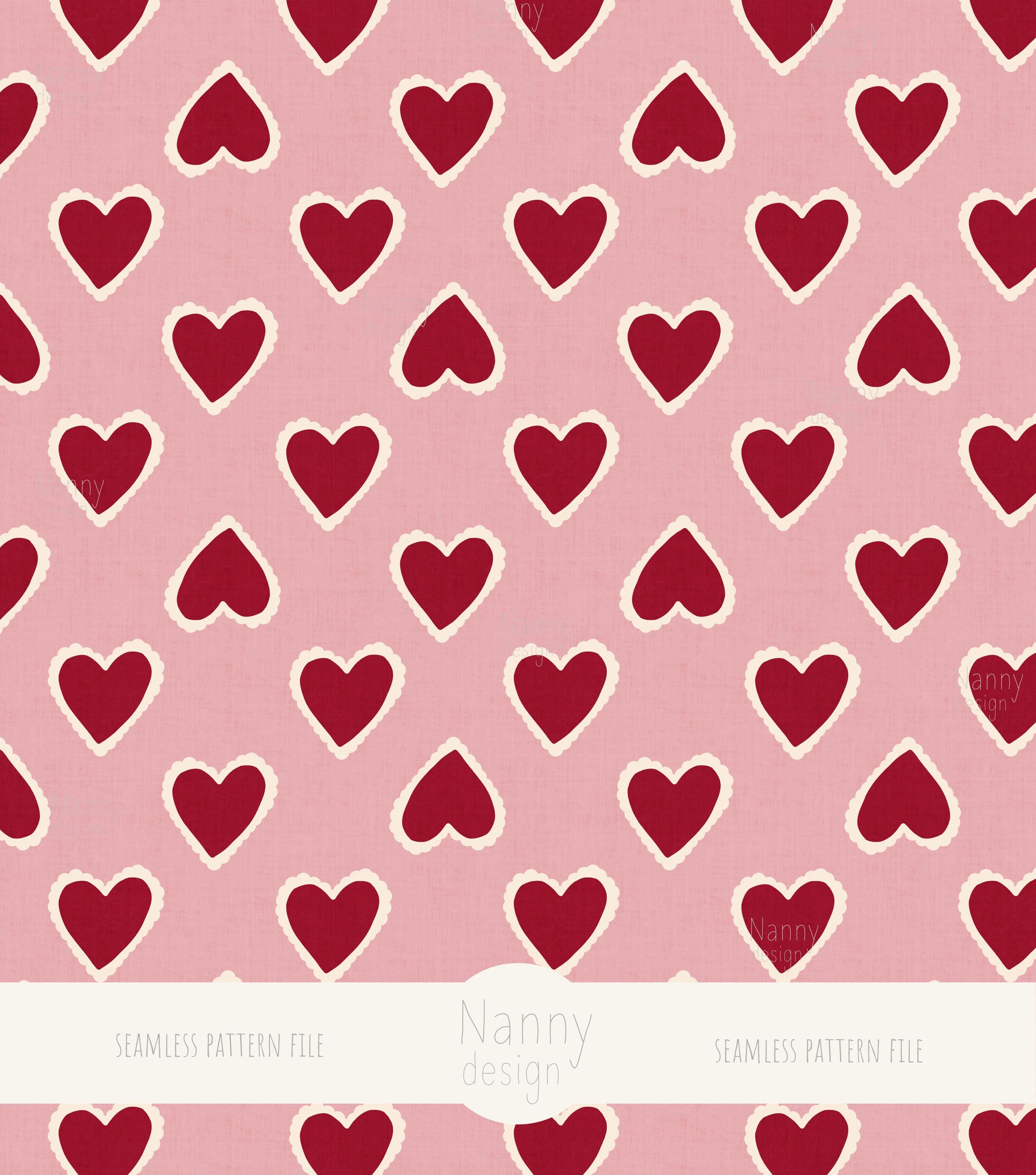 Preppy Valentine Heart Seamless Pattern | Cute Scandinavian Hearts ...