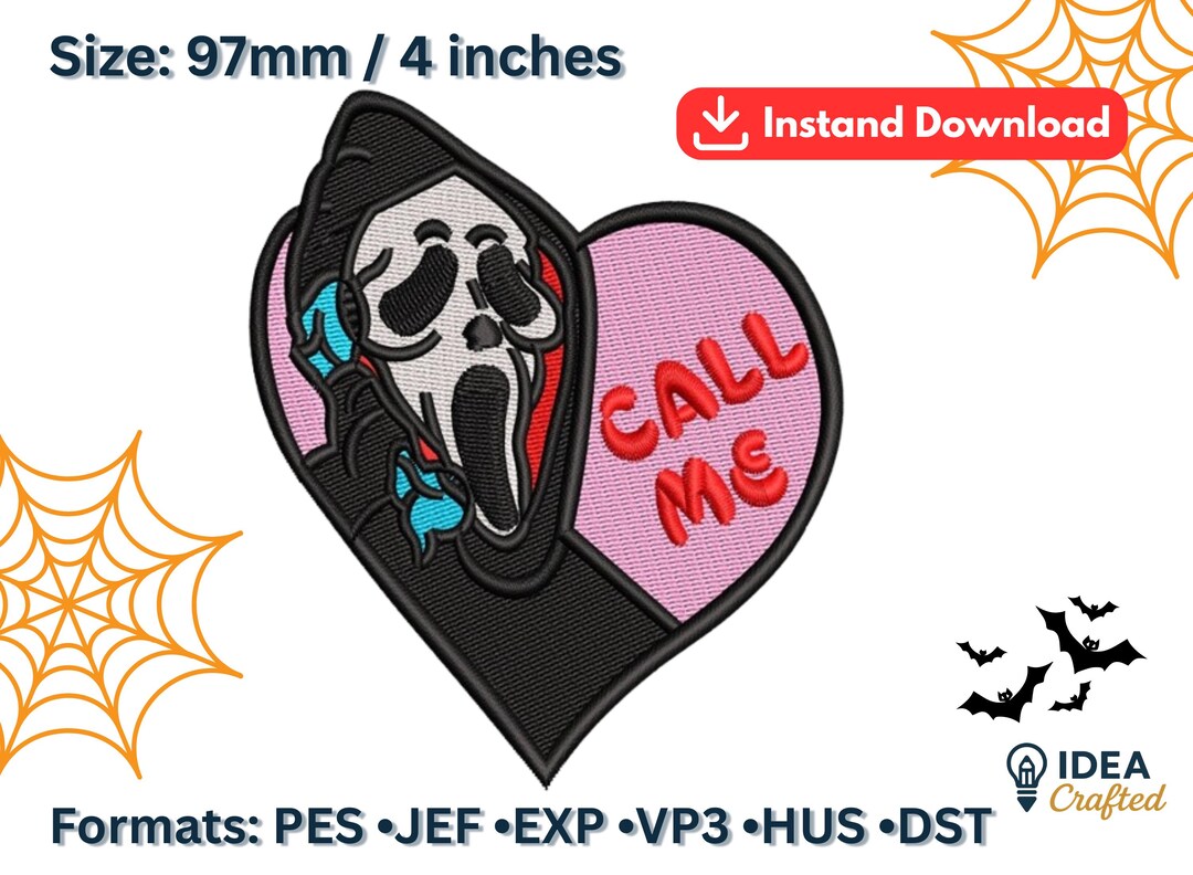 Call Me Scream Ghostface Embroidery Design | Horror Halloween Machine ...