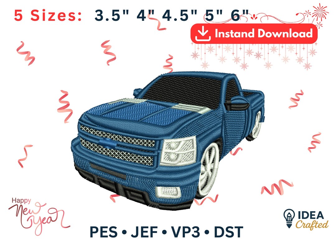 Blue Chevrolet Silverado NNBS Custom Lowered Pickup Truck Embroidery ...