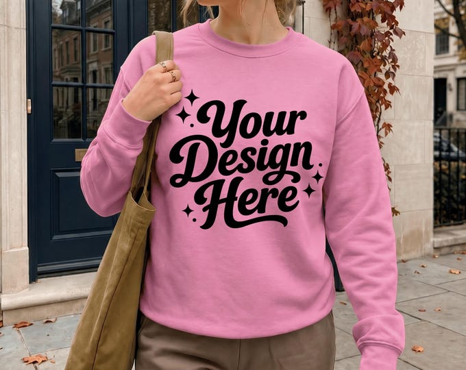 Gildan 18000 Mockup Inspired, Crewneck Sweatshirt Flat Lay & Lifestyle ...