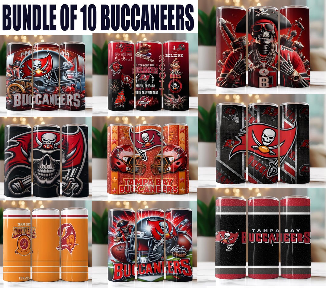 Buccaneers Football Mascot 20oz Skinny Tumbler Wrap| Sport Theme ...