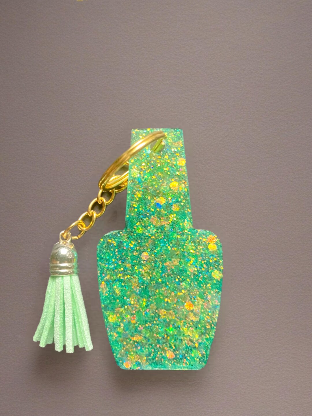 Green Glitter Nail Polish Keychain. - Etsy