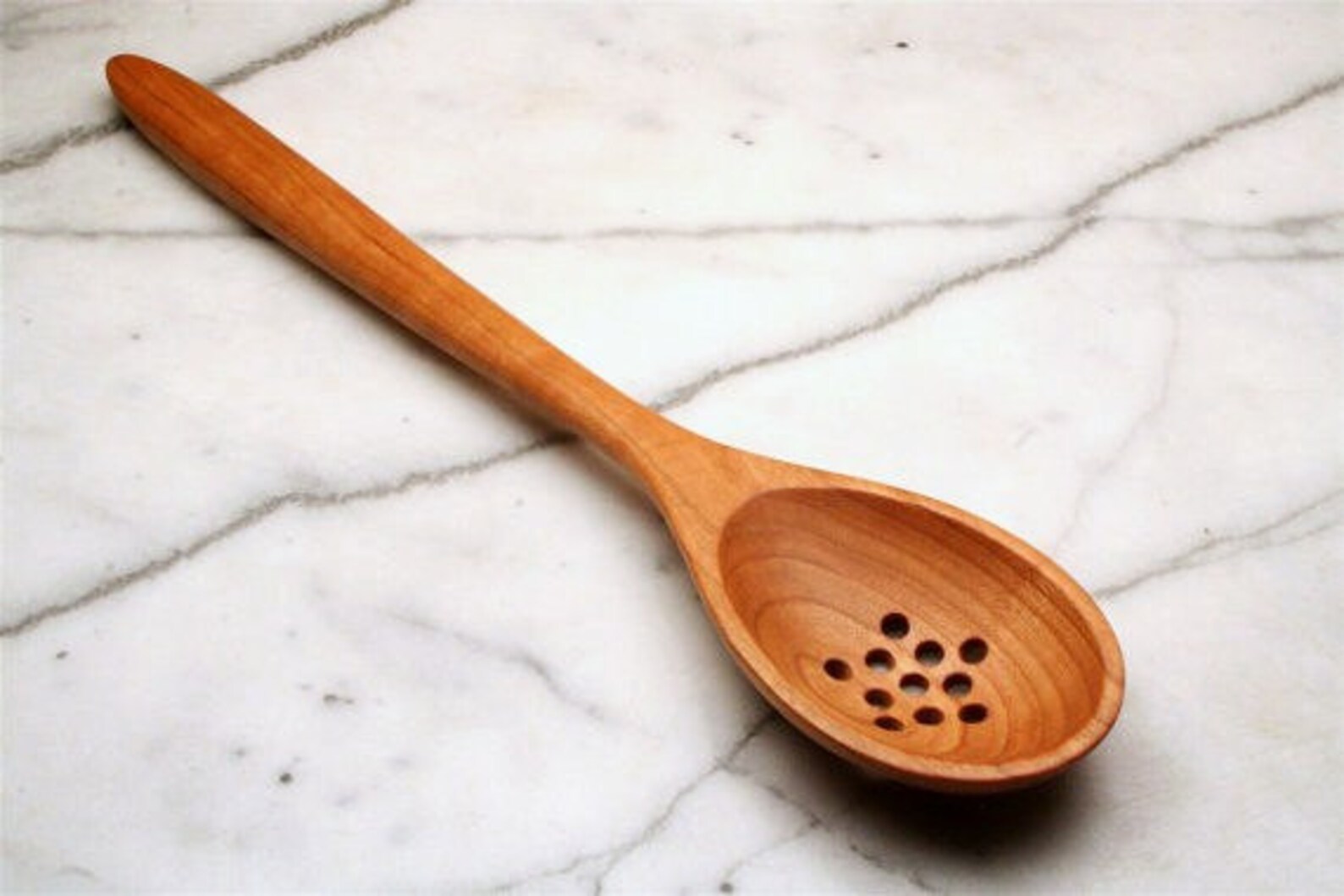 Wooden Colander Spoon Hand Carved From Black Cherry Wood - Etsy