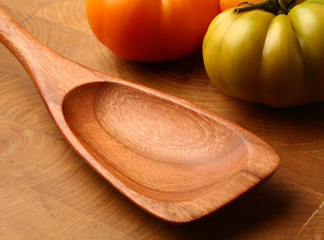 Hand Made Flat Ended Wooden Roux Spoon Kitchen Utensil Carved From ...