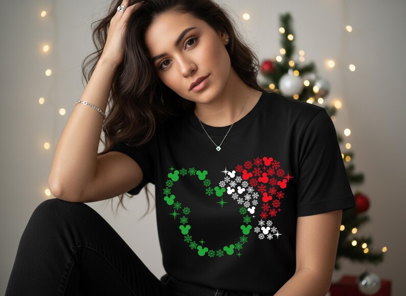 Mickey Mouse Santa Hat Christmas PNG, Snowflake Design (digital ...