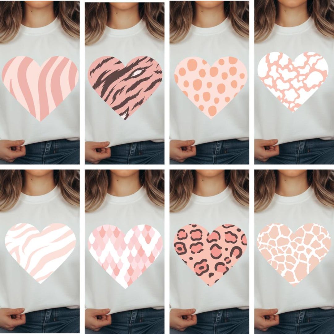 Animal Print Heart SVG PNG Bundle – Leopard Pattern Hearts for Pet ...