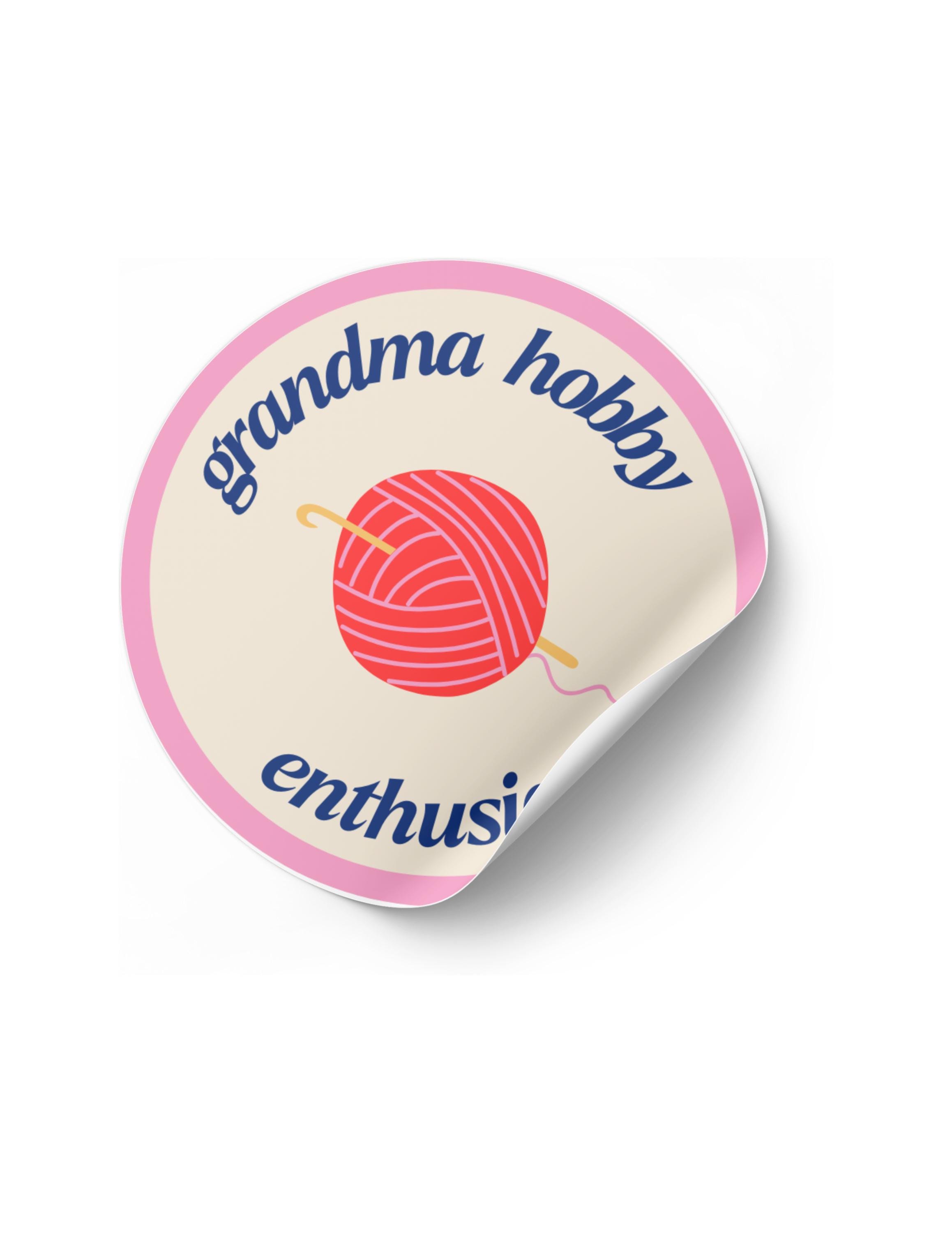 Grandma Hobby Enthusiast Sticker: Crochet & Knitting Yarn Ball Vinyl ...