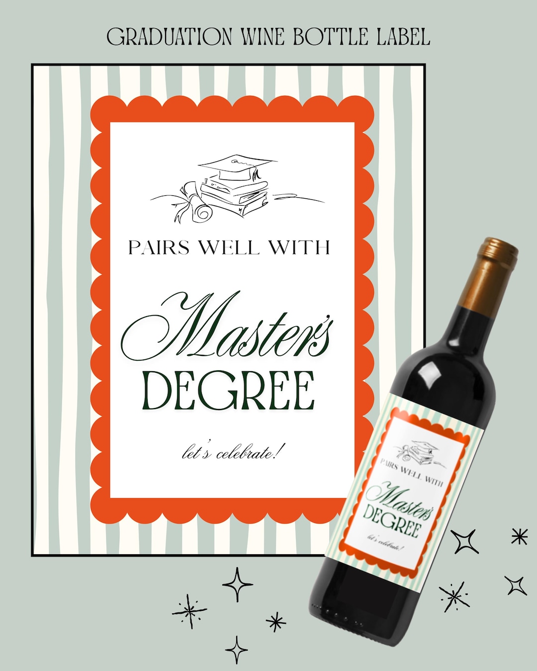 Graduation Wine Bottle Label: "pairs Well With Degree" Sticker - Etsy
