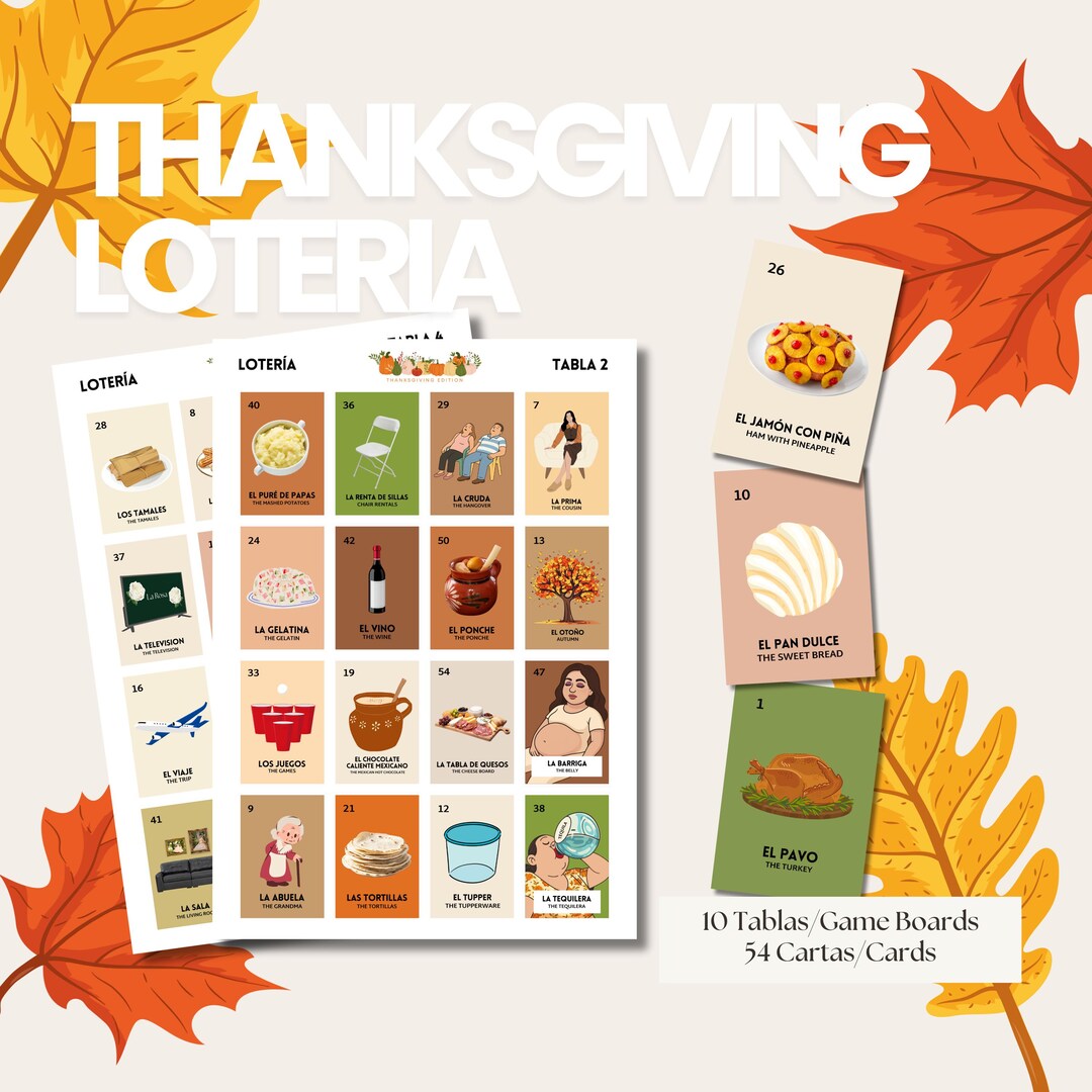 Thanksgiving Lotería Game, Printable Loteria (digital Download) - Etsy