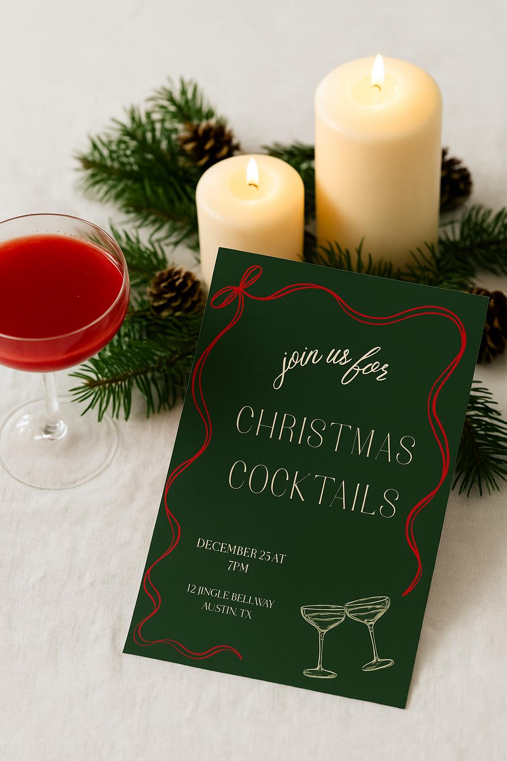 Christmas Cocktail Party Invitation: Elegant Holiday Design (digital ...
