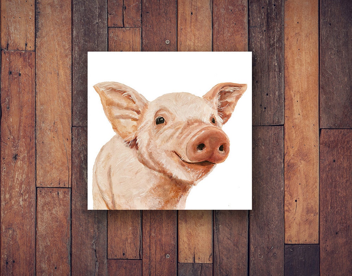 Pig Wall Art. Painting. Piglet Nursery Decor. Farmhouse Decor. | Etsy