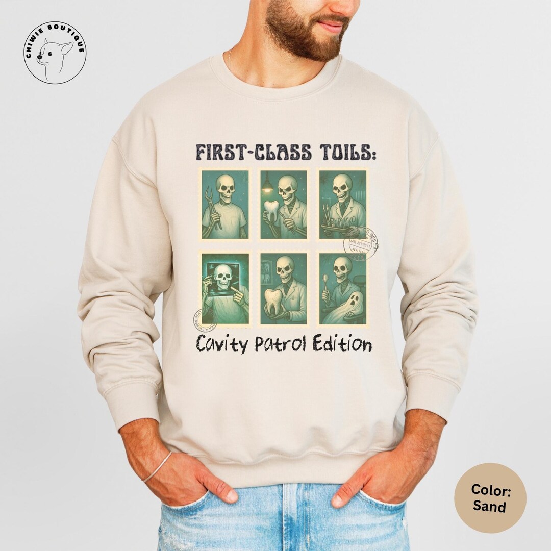 Retro Skeleton Male Dentist Shirt Funny Unique Dental Grad Sweatshirt ...