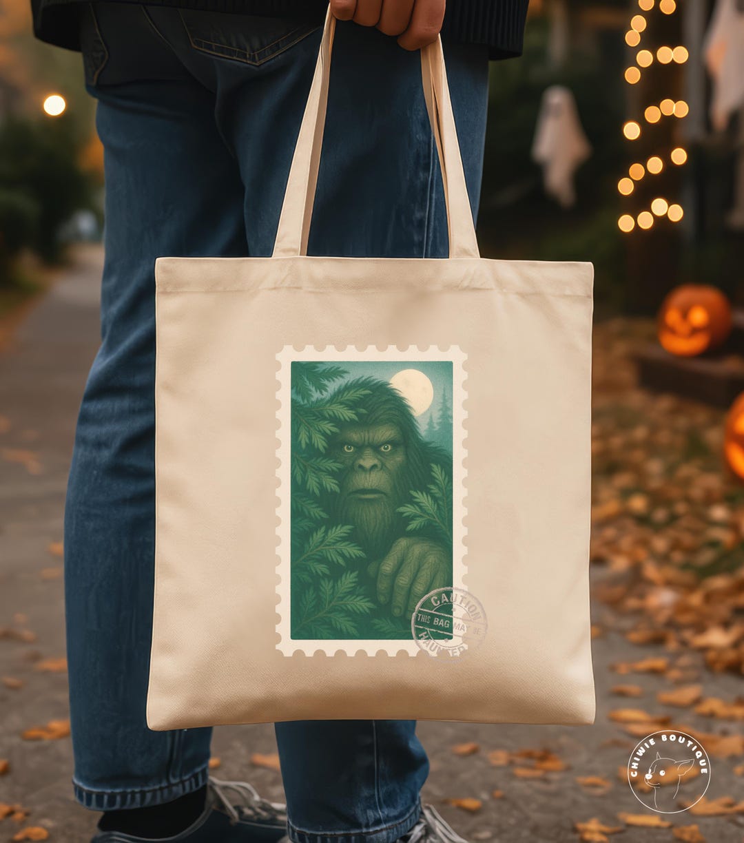 Retro Bigfoot Tote Bag, Unique Sasquatch Canvas Bag, Gift for Cryptid ...