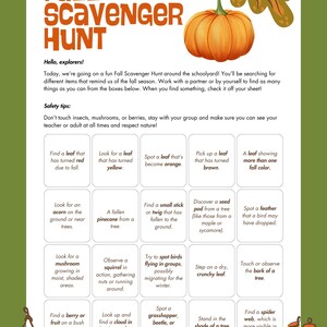 Fall Scavenger Hunt Printable: Kids Nature Walk Checklist (PDF) - Etsy