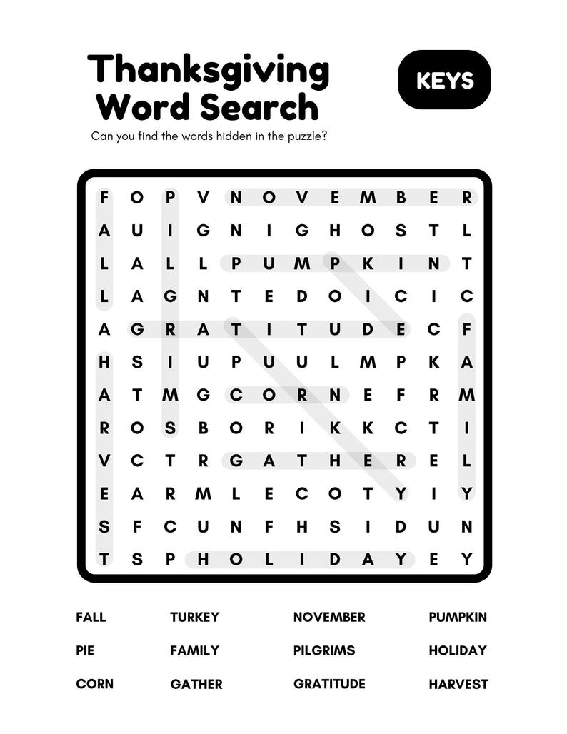 Thanksgiving Word Search Printable | Fun Fall Activity for Kids ...