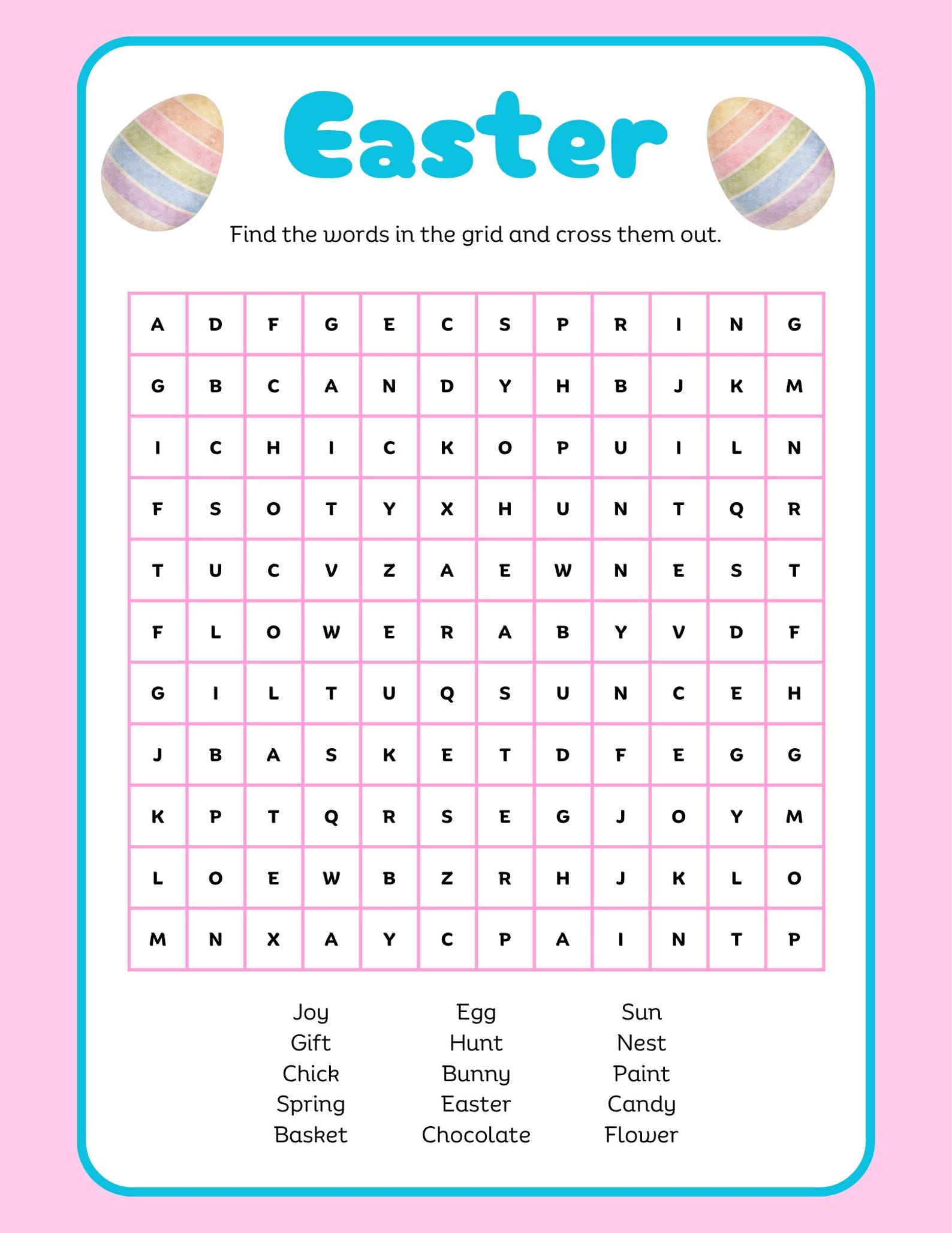 Easter Word Search Printable | Kids Spring Classroom Activity (PDF) - Etsy