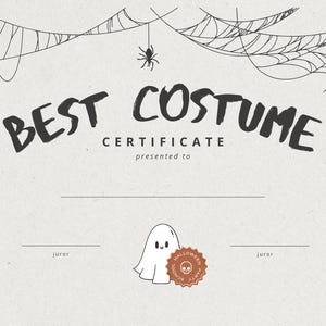 Halloween Costume Award Certificate: Printable Party Game (PDF/PNG) - Etsy