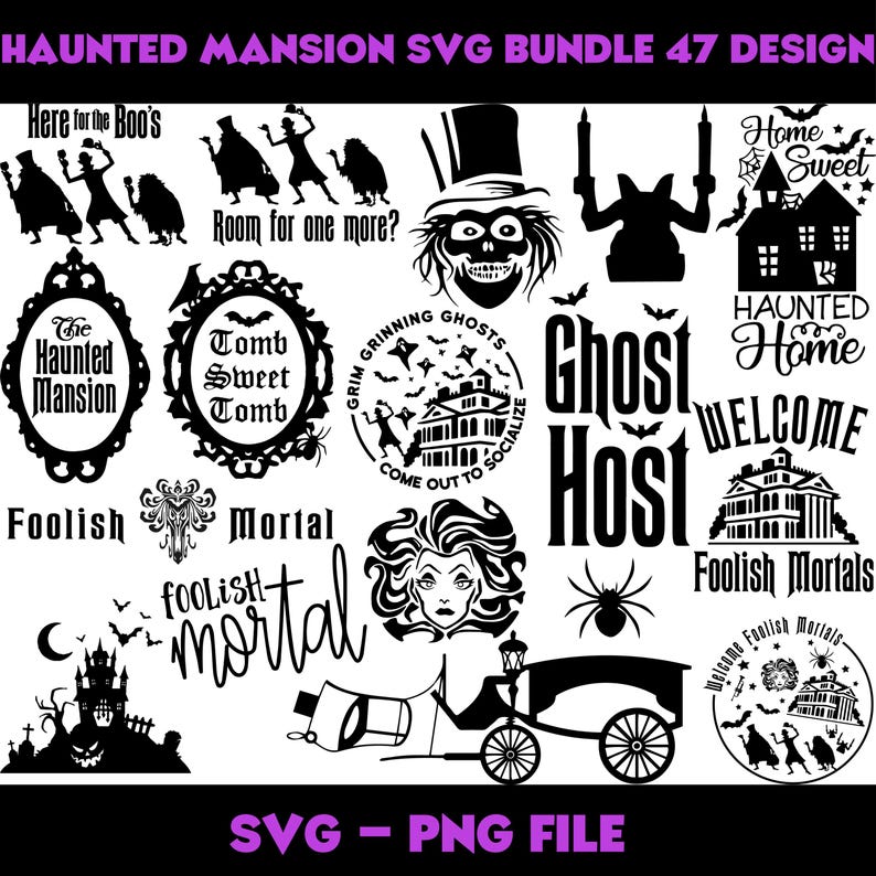 Haunted Mansion SVG Bundle: Spooky Ghosts, Horror Clipart (cut Files ...