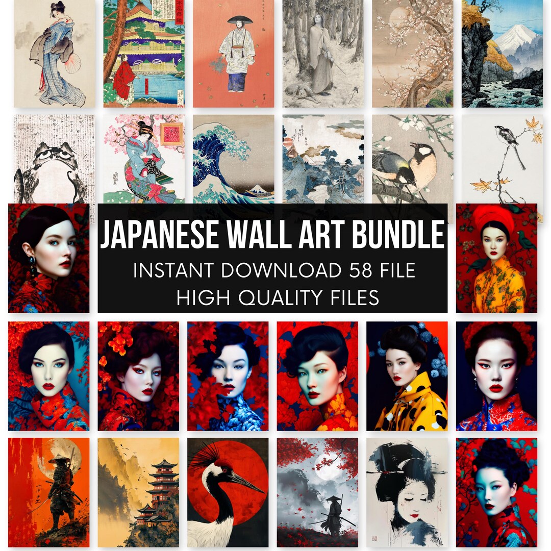 Japanese Art Print Bundle – Japandi Wall Decor, Vintage Asian Posters ...