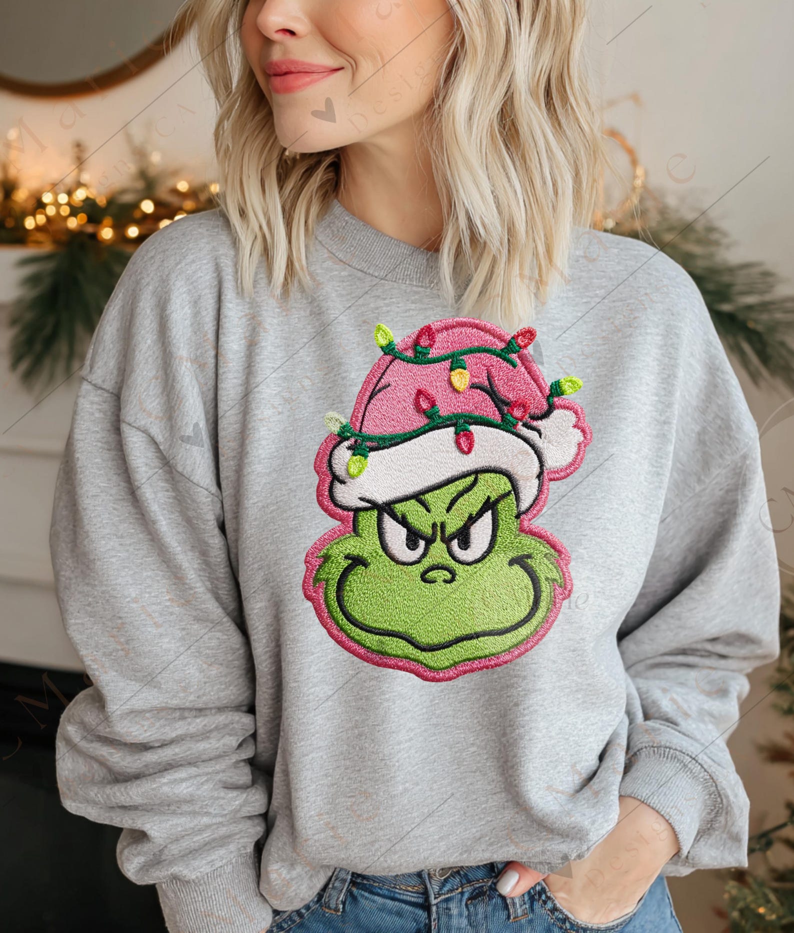 Christmas Faux Yarn PNG, Christmas Embroidery Style Sublimation Design ...