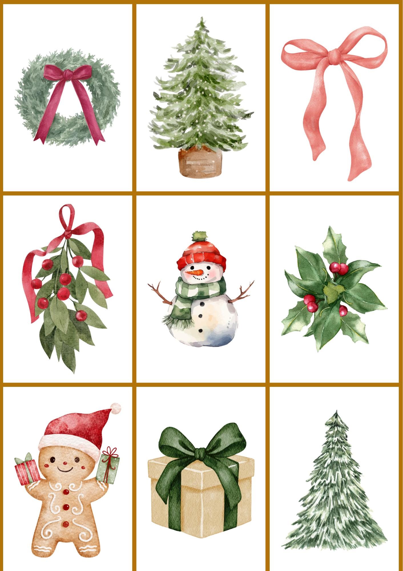 Watercolor Christmas Gift Tag Set | 9 Printable Holiday Tags | Instant ...