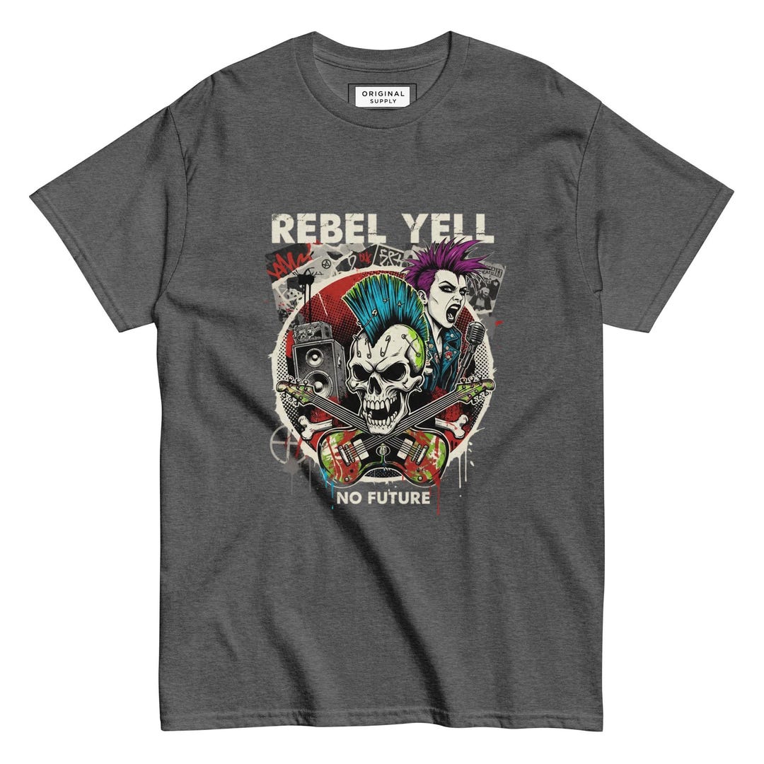"rebel Yell No Future" Punk Rock Unisex T-shirt | Skull Guitar ...