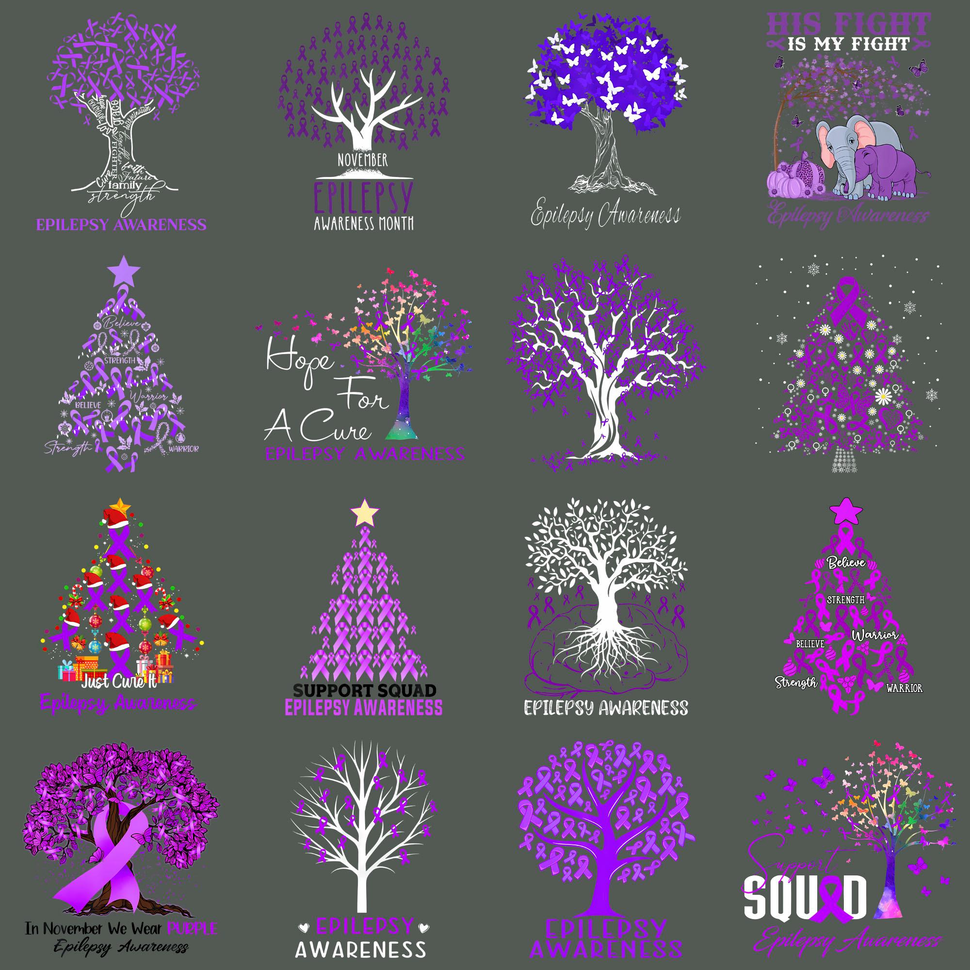 Epilepsy Awareness Tree PNG, Purple Ribbon Clipart Funny Sarcastic ...