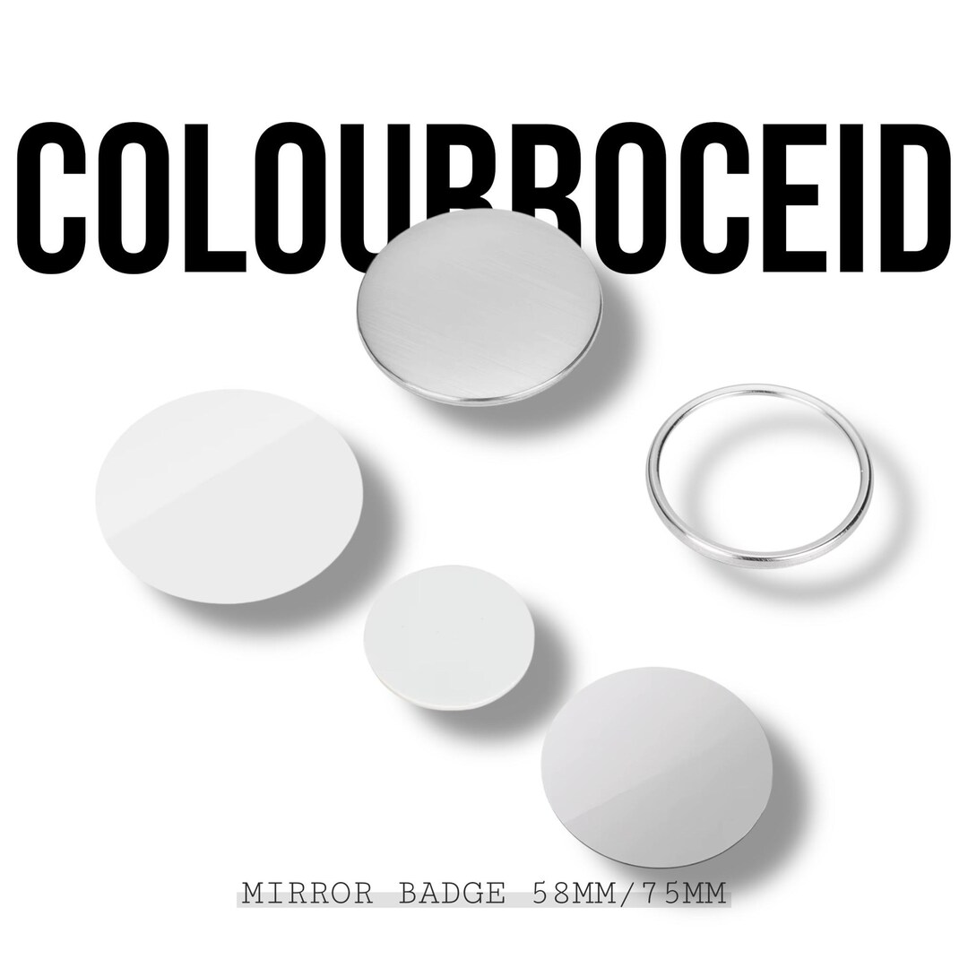 100 Sets Blank Metal Mirror Badge Supplies 58mm/75mm Badge Supplies ...