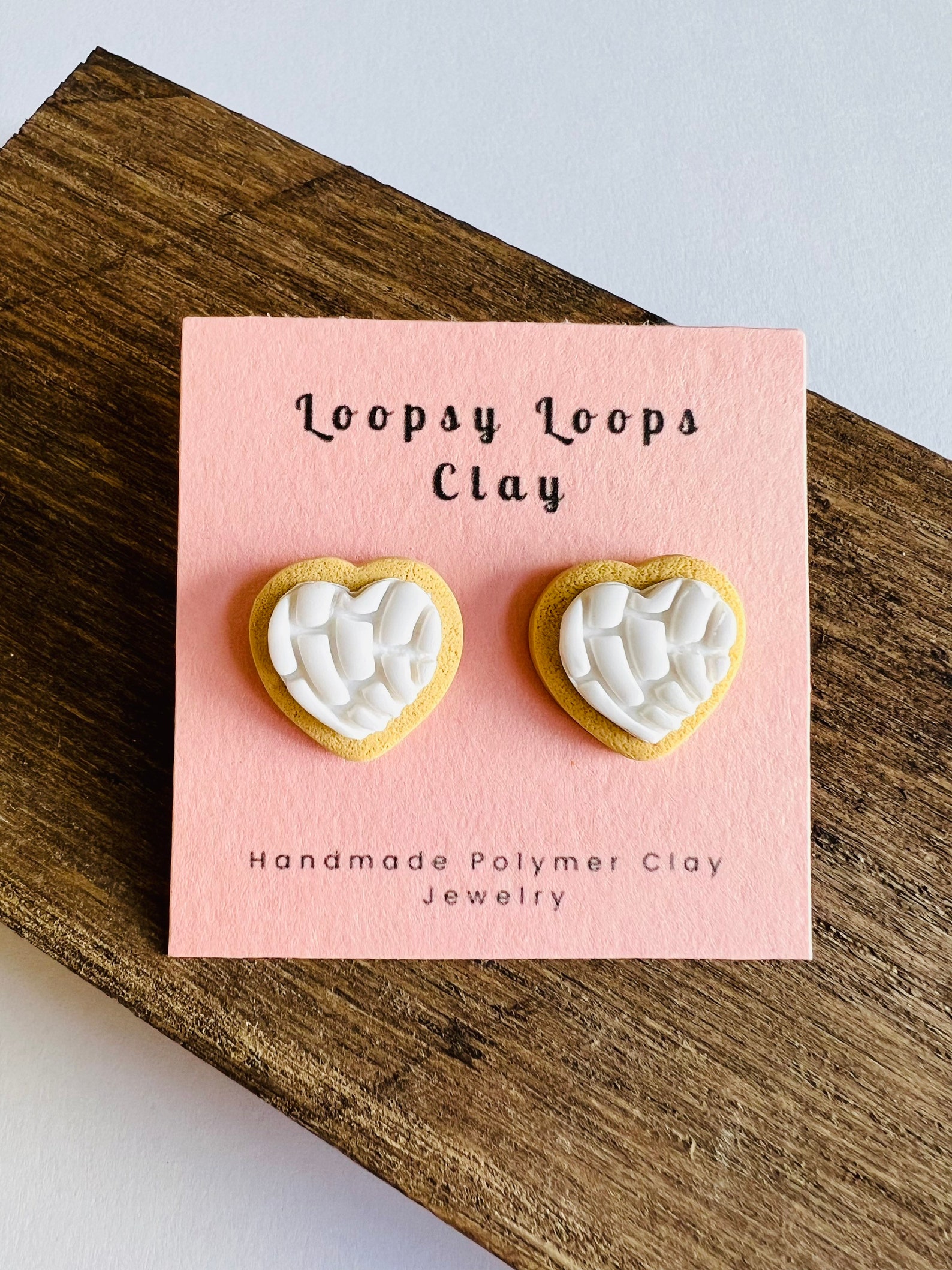 Heart Concha Polymer Clay Stud Earrings | Pan Dulce Concha Earrings - Etsy