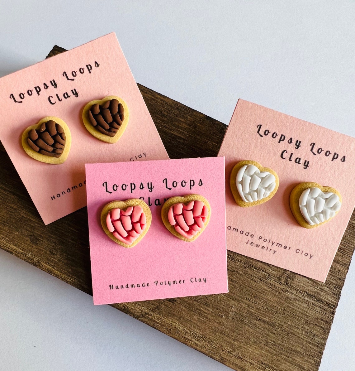 Heart Concha Polymer Clay Stud Earrings | Pan Dulce Concha Earrings - Etsy