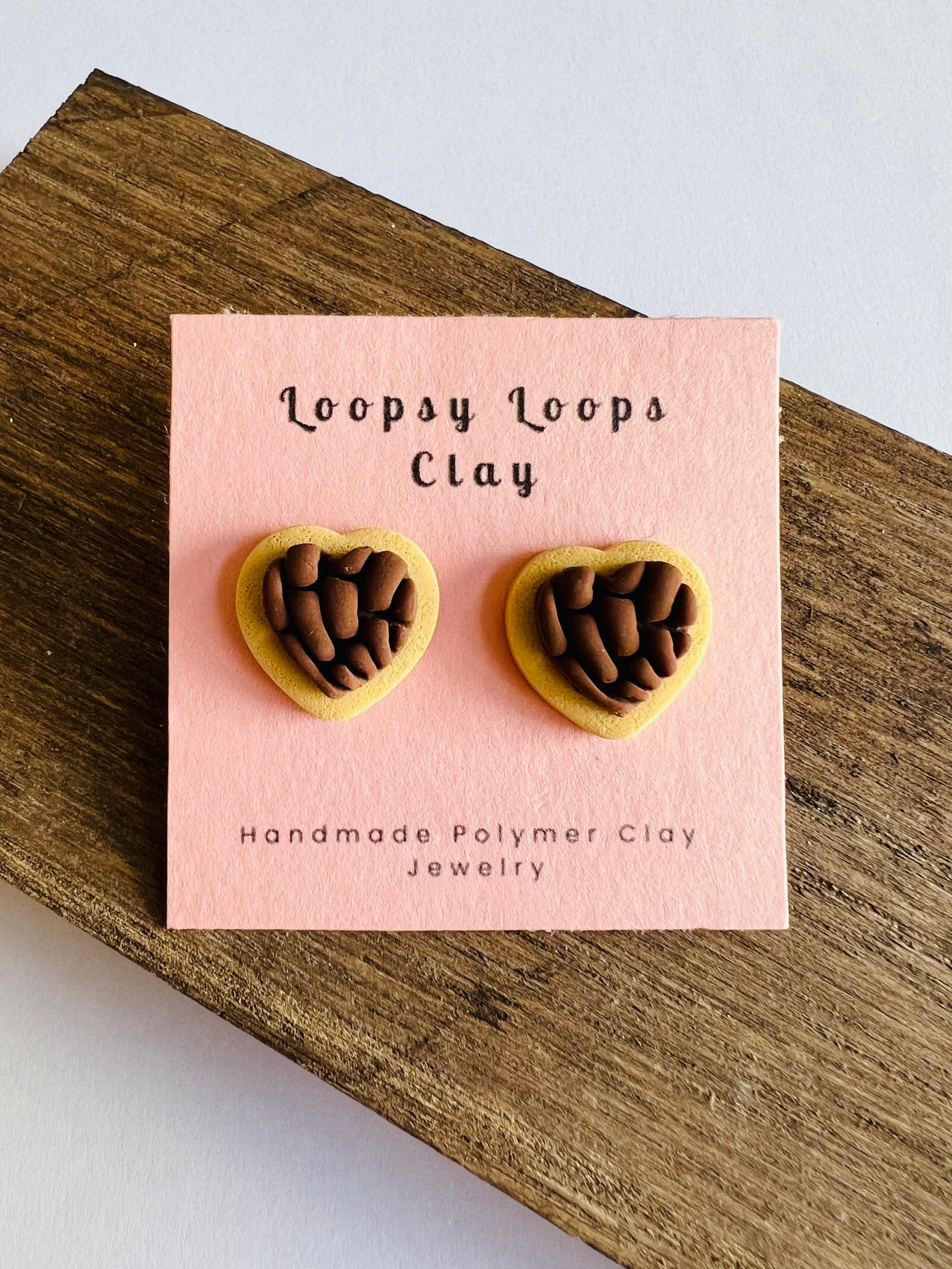 Heart Concha Polymer Clay Stud Earrings | Pan Dulce Concha Earrings - Etsy