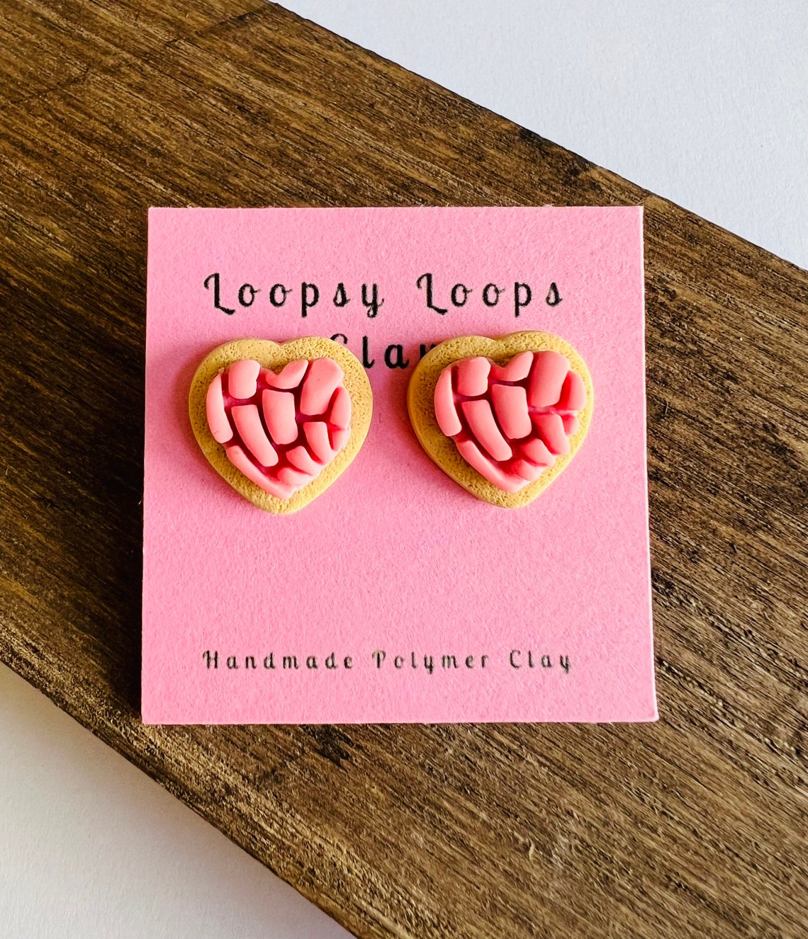 Heart Concha Polymer Clay Stud Earrings | Pan Dulce Concha Earrings - Etsy
