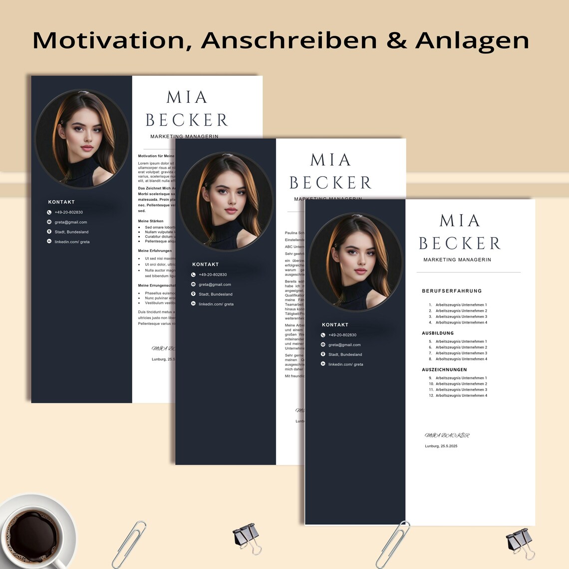 German Resume Template: CV + Cover Letter - Editable Word/pages - Etsy