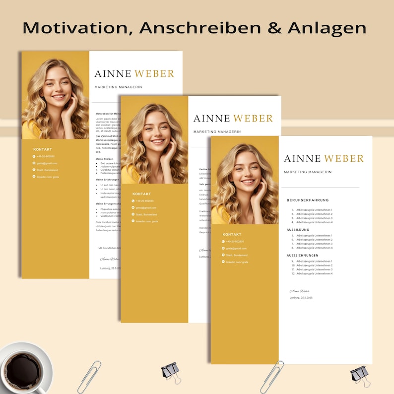 German Resume Template: CV + Cover Letter - Editable Word/pages - Etsy
